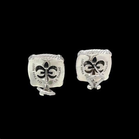 Judith Ripka Estate Onyx Omega Back Earrings Sterling Silver 14 Grams