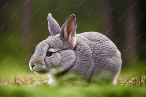Un Conejo Gris Con Una Oreja Larga Y Una Nariz Larga Foto Premium