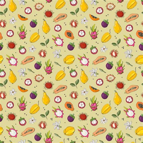 Premium Vector Seamless Pattern With Exotic Fruits Design For Fabric