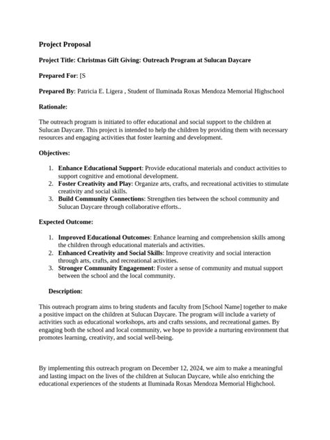 Outreach Program Proposal Pdf