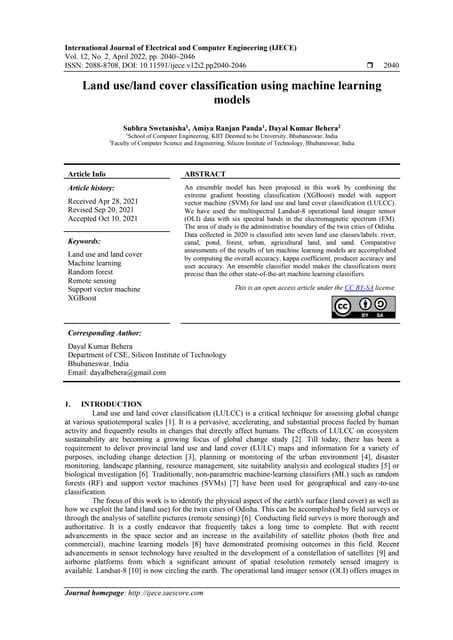 Land Useland Cover Classification Using Machine Learning Models Pdf