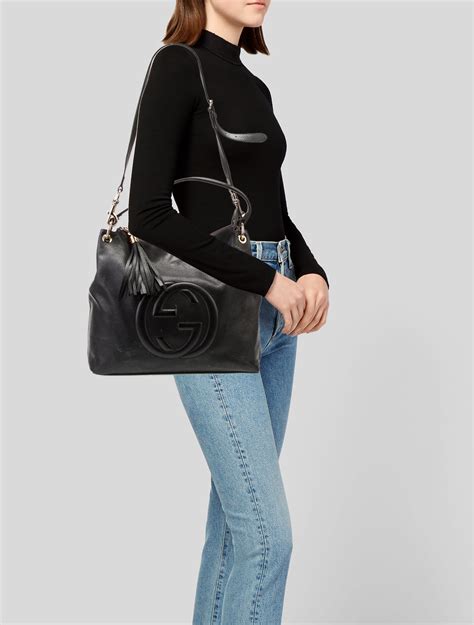 Gucci Interlocking G Soho Large Black Shoulder Bags Handbags