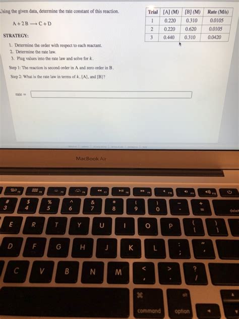 Solved Using The Given Data Determine The Rate Constant Of Chegg