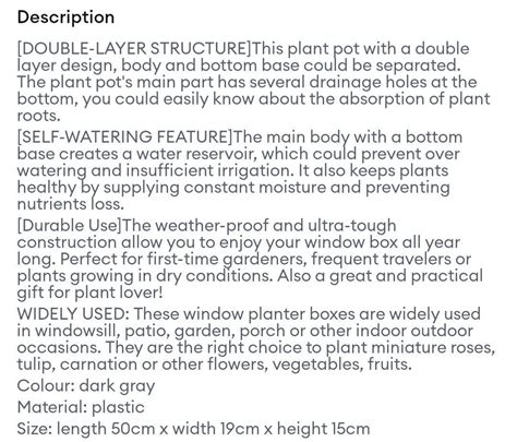 Rectangular Plant Pot Planter Box Black Furniture And Home Living