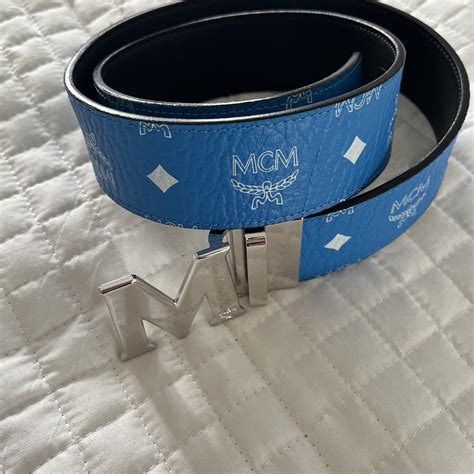 Blue Mcm Belt 100 Authentic Few Tiny Scuffs On Depop