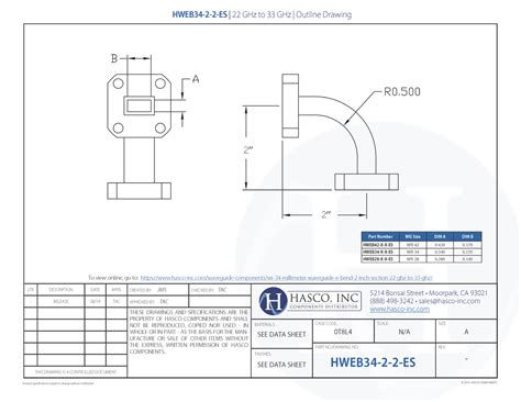 Waveguide Section E Bend 2 Inch 22 Ghz To 33 Ghz Wr 34
