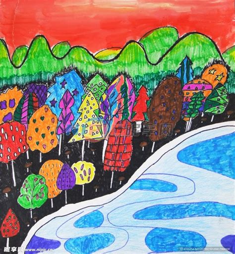 森林儿童画设计图绘画书法文化艺术设计图库昵图网