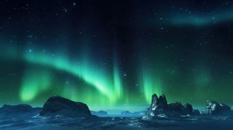 Starry Sky Rendering Luminous Northern Lights Set Against A 3d Render