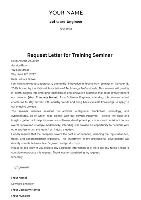 Free Request Letter For Training Seminar Template To Edit Online