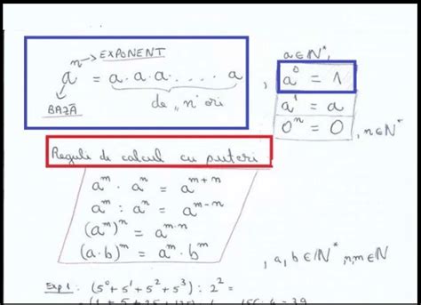 Teorie Exercitii Rezolvate Puteri Reguli De Calcul Cu Puteri