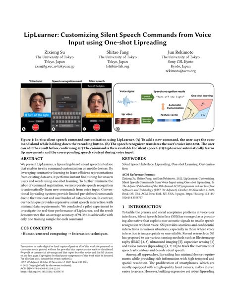 Pdf Liplearner Customizing Silent Speech Commands From Voice Input