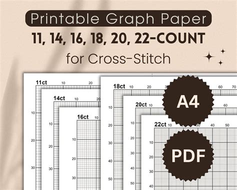 11 14 16 18 20 22 Count Graph Paper For Cross Stitch A4 Pdf Template Printable 14 Count Cross