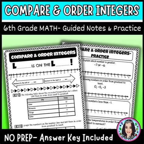 Compare And Order Integers Interactive And Guided Notes Practice Tpt
