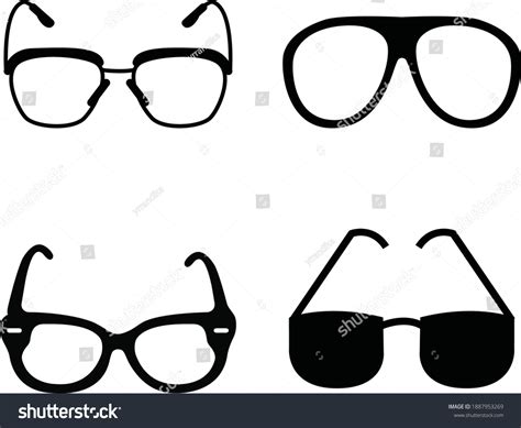 Simple Flat Sunglass Clipart Icon Set Stock Vector Royalty Free
