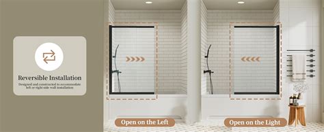 Pivot Tub Shower Door 40”wx60”h Half Glass Door For Bathtub With 1 5
