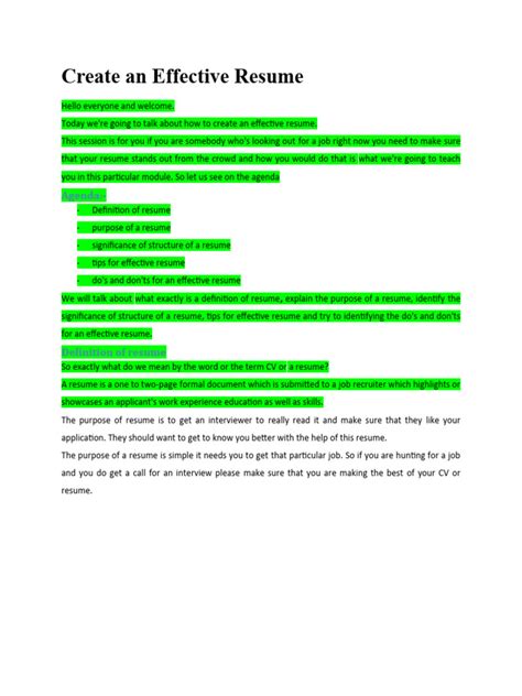 Create An Effective Resume Pdf Résumé Typefaces