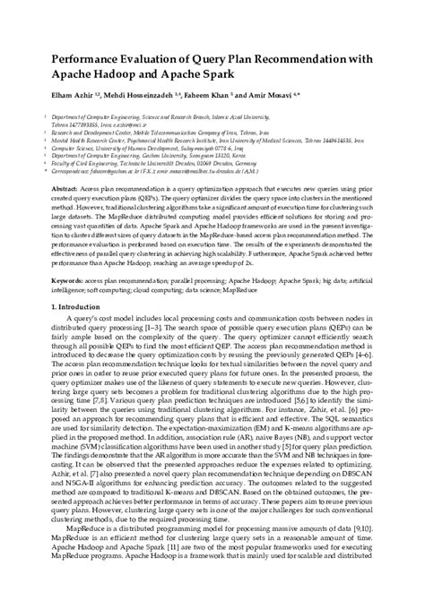 pdf performance evaluation of query plan recommendation with apache