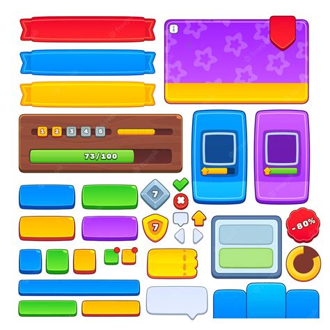 게임 자산의 벡터 집합입니다 게임 gui ui 키트 ux 프리미엄 벡터