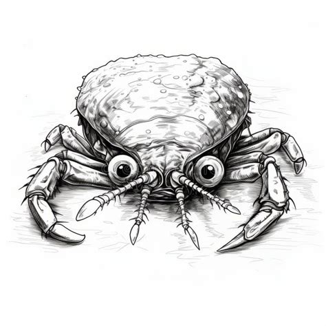 Monochrome Lobster Eye Aggressive Digital Illustration Of A Comical