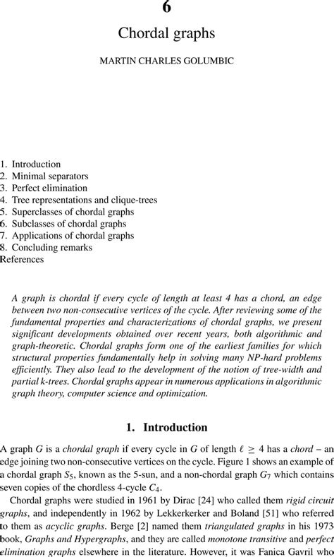 Chordal Graphs Chapter 6 Topics In Algorithmic Graph Theory