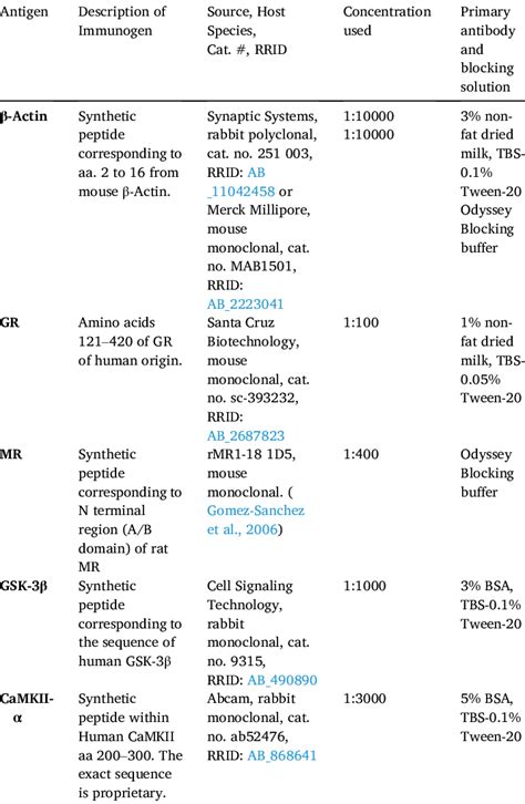 Primary Antibodies And Blocking Conditions Used Download Scientific