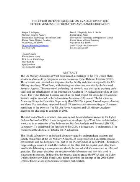 Pdf The Cyber Defense Exercise An Evaluation Of The Effectiveness Of