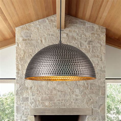 Hammered Steel Pendant Light Dolce Hammered Metal Pendant Light