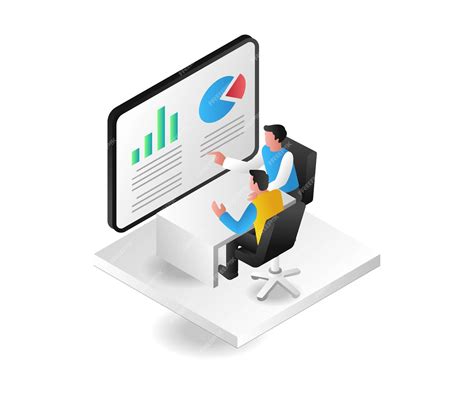 Premium Vector Isometric Concept Illustration Of Team Analyzing Data
