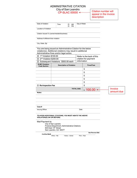 Citation Payment Information San Leandro Ca