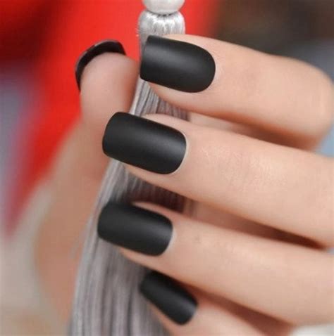 Glue On Press On Nails Short Medium Rounded Square Black Matte Etsy