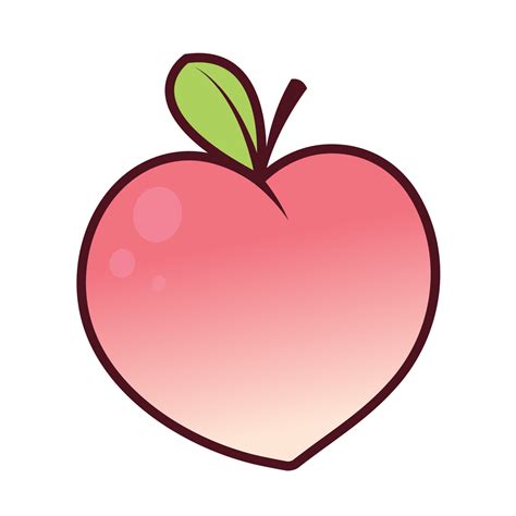 Peach Cartoon Vector Doodle Peach With Leaves Icon Peach Fruit In Shape Of Heart Isolated On