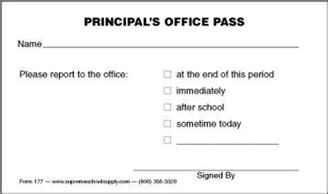 School Office Pass