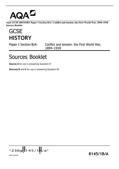 Aqa Gcse History Paper 1 Section Ba Conflict And Tension The First