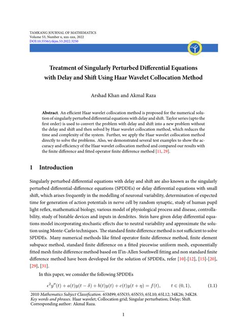 Pdf Treatment Of Singularly Perturbed Differential Equations With Delay And Shift Using Haar