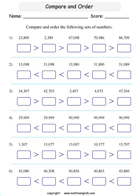 Grade 3 Comparing And Ordering Numbers Worksheets At Audrey Flores Blog