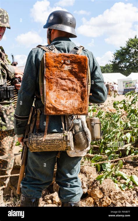 World War Two Re Enactment Wehrmacht German Soldier Rear View