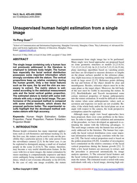 Unsupervised Human Height Estimation From A Single Pdf Face Anthropometry