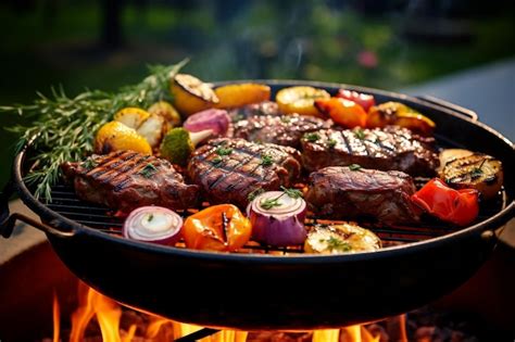 Premium Ai Image Assorted Grilled Meat With Delicious Vegetables