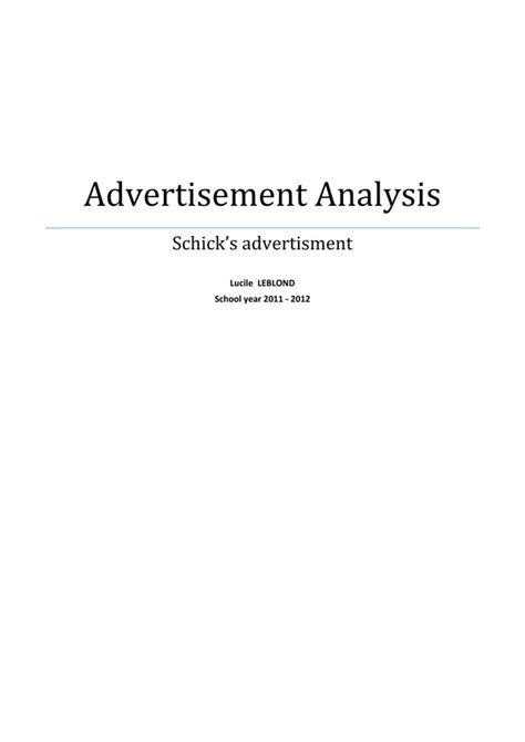 Advertisement Analysis Pdf