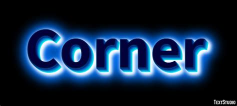 Corner 3d With Blue Glow Text Effect Generator