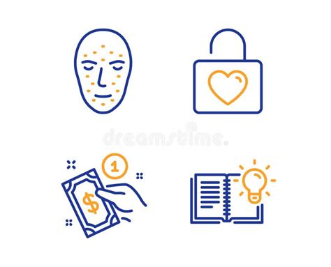 Payment Method Face Biometrics And Wedding Locker Icons Set Product Knowledge Sign Vector