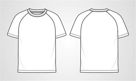 Short Sleeve Raglan T Shirt Technical Fashion Flat Sketch Vector
