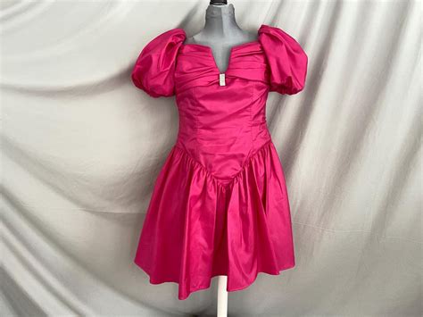 Pink 1980s Prom Dress With Big Shoulders Short 80s Bridesmaid Dress