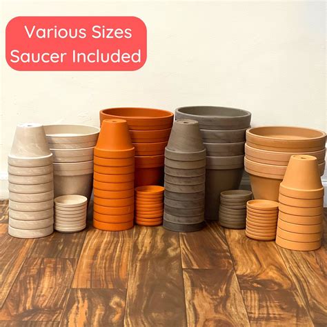 Terracotta Pot With Saucer And Drainage Terracotta Planter Planter