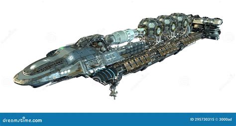 Detailed Interstellar Spaceship Isolated On White Stock Illustration