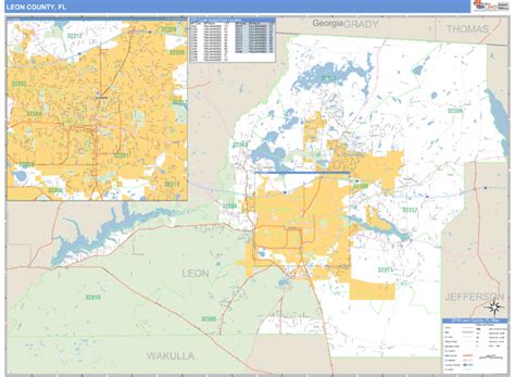 Leon County Florida Zip Code Wall Map