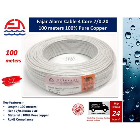Fajar Alarm Cable 4 Core 7020 100 Meters 100 Pure Copper Cable Pvc