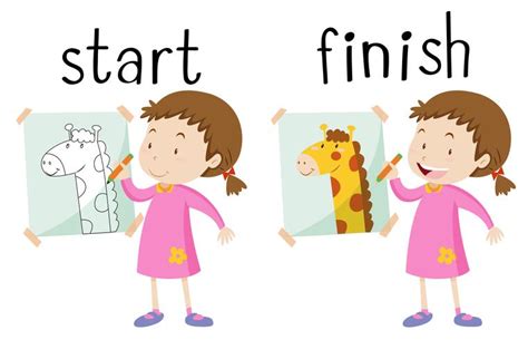 Opposite Wordcard For Start And Finish 448767 Vector Art At Vecteezy
