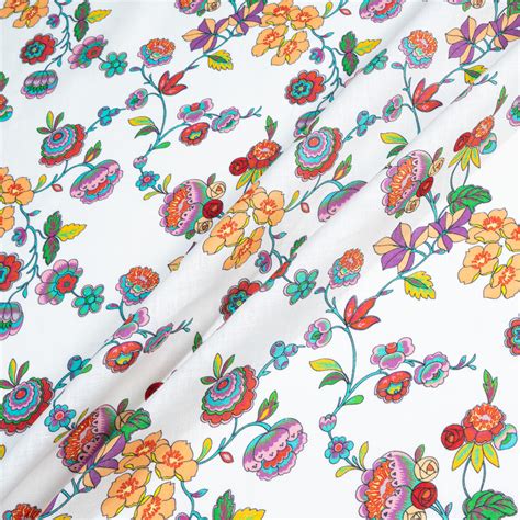 Multi Coloured Floral Linen Shop Summer Fabric