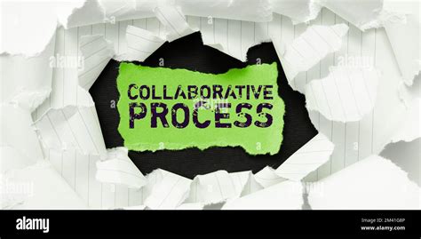 Hand Writing Sign Collaborative Process Word Written On People And